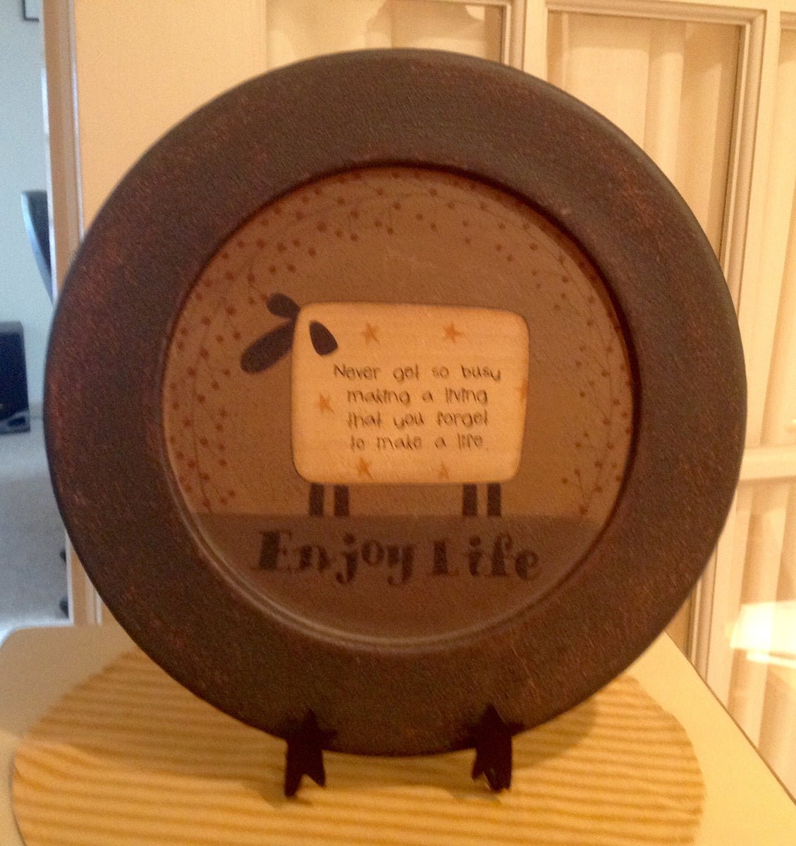 Sheep Plate 11" Enjoy Life – Simple Pleasures ~ Bountiful Treasures