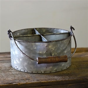 Cute round caddy 4 sections galvanized – Simple Pleasures ~ Bountiful ...